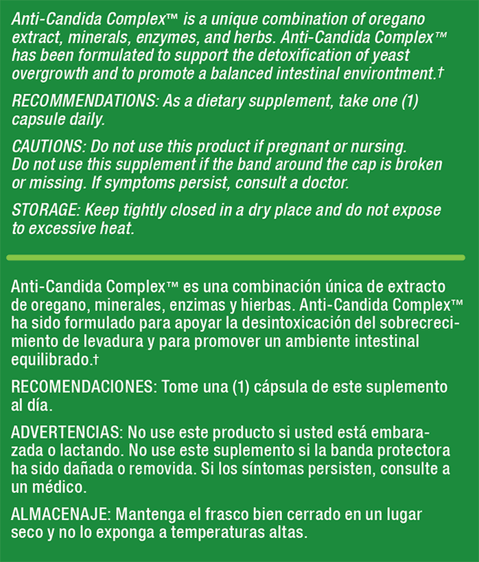 Anti-Candida Complex Supplements (60 Capsules) - Health Hispanica ...