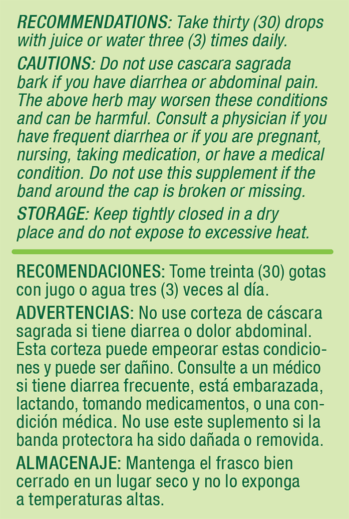 Cascara Sagrada Supplements (1 oz Liquid) - Health Hispanica– Health ...