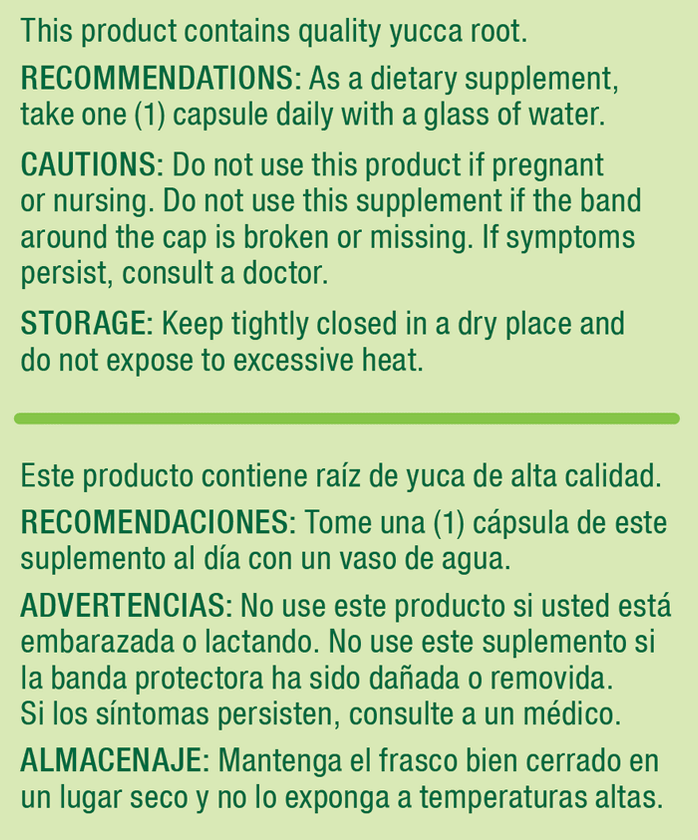 Yucca Root Supplements (50 Veggie Capsules) - Health Hispanica– Health ...